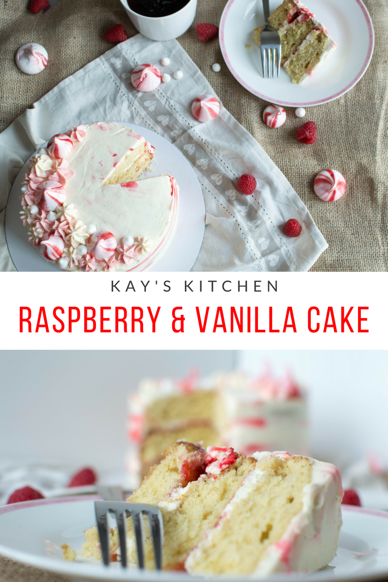 Raspberry & Vanilla Cake With Meringue Kisses – Kay's Kitchen