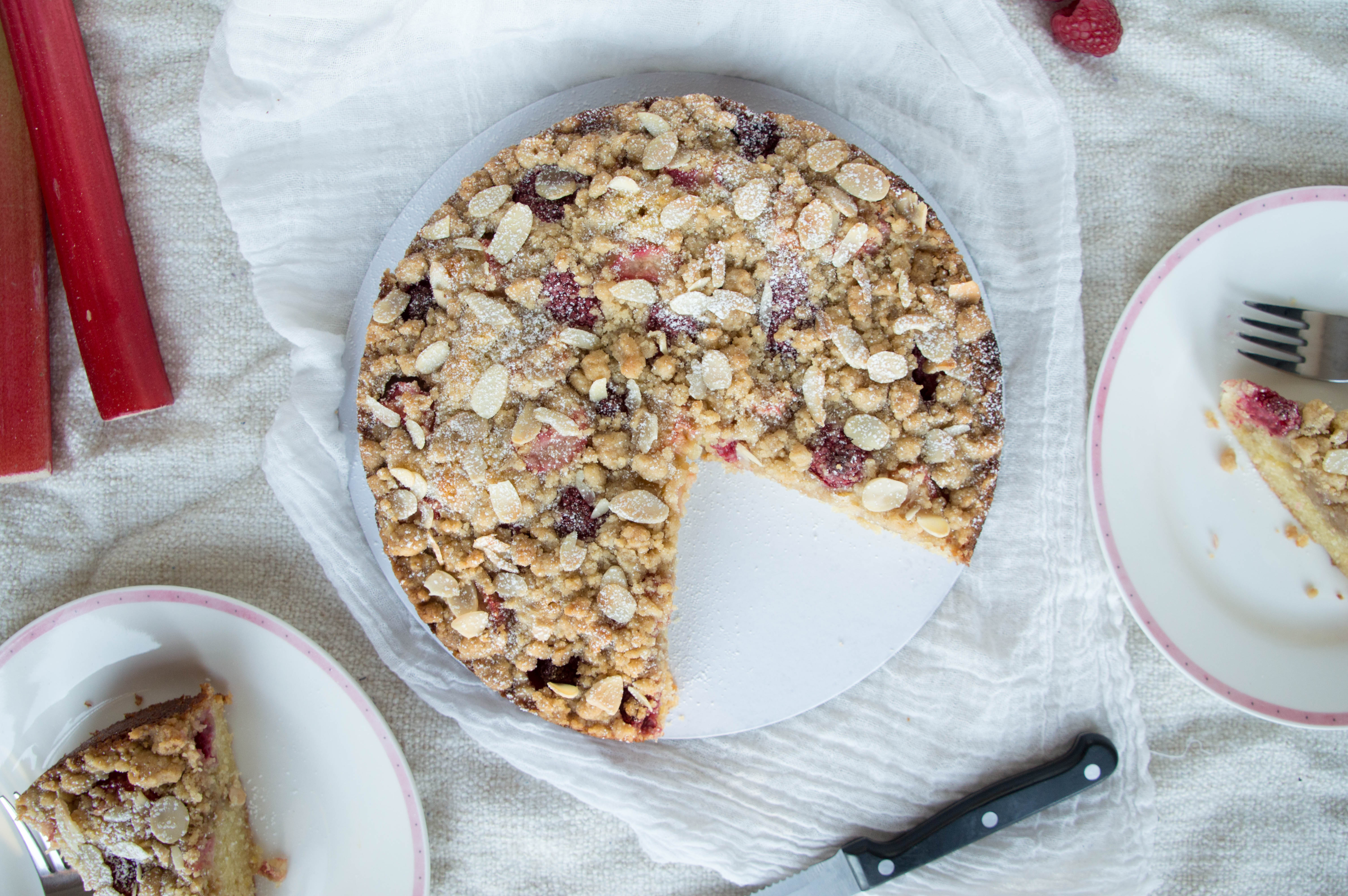 Rhubarb, Raspberry and Almond Crumble Cake – Kay's Kitchen